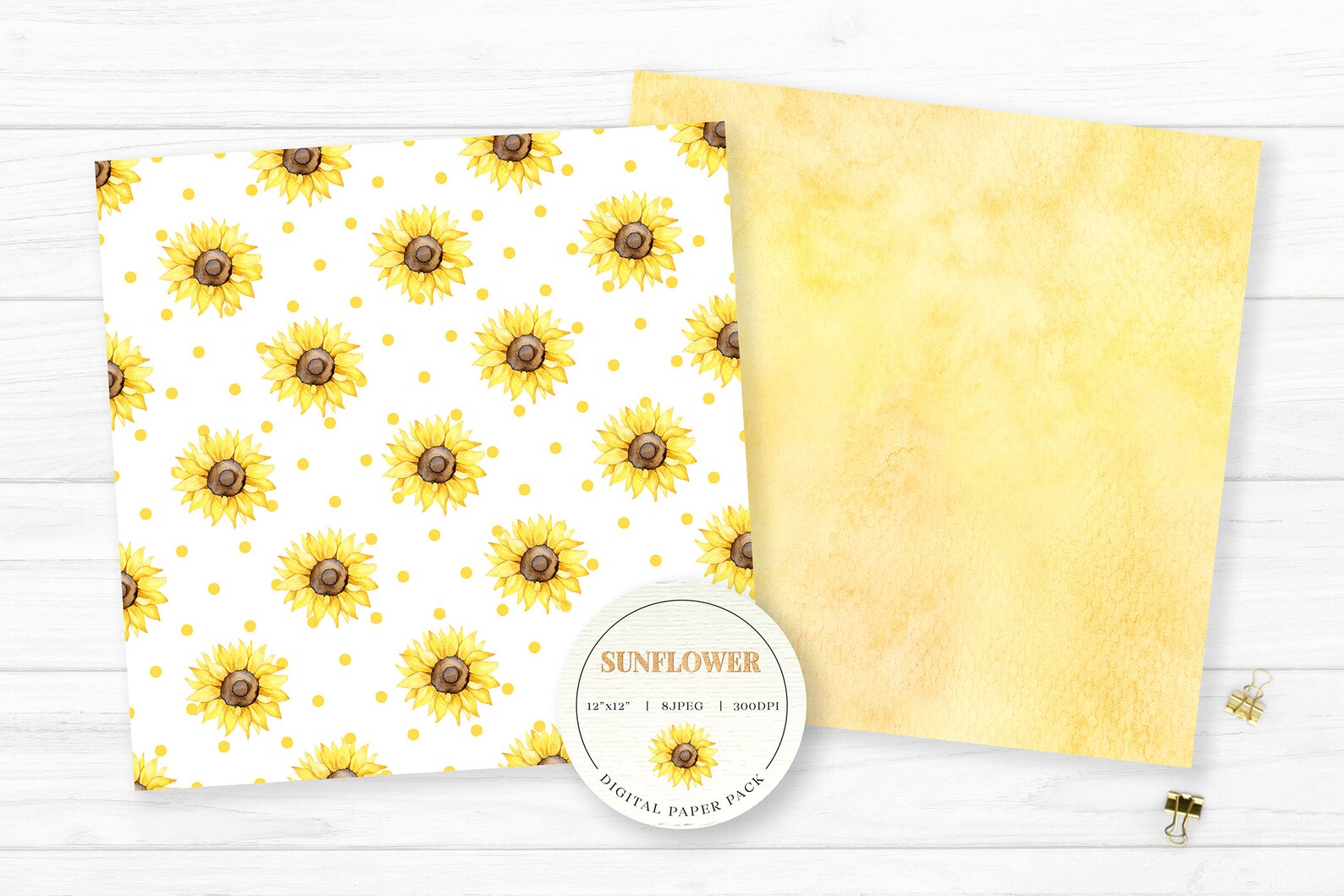 Sunflower Digital Paper Scrapbooking Printable Paper - Etsy