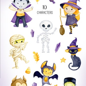 Watercolor Halloween Clipart, Halloween Digital Printables, Halloween ...