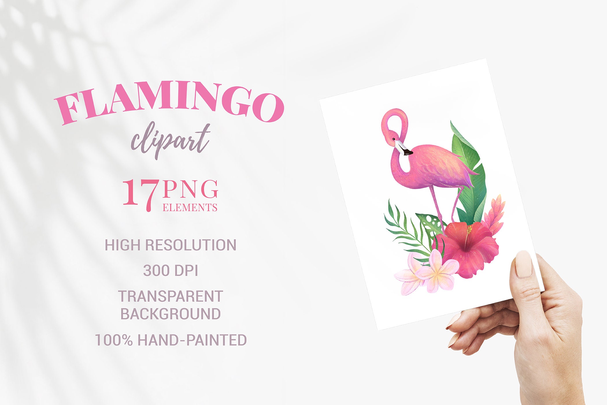 Flamingo Clipart Tropical Clipart Tropical Leaves Tropical - Etsy