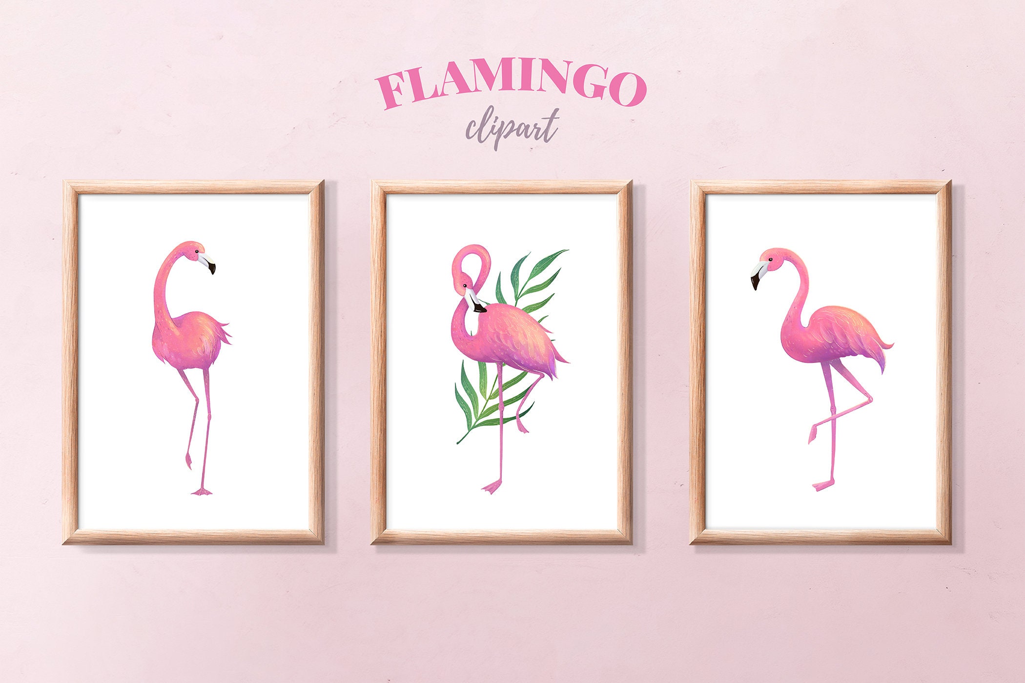 Flamingo Clipart Tropical Clipart Tropical Leaves Tropical - Etsy
