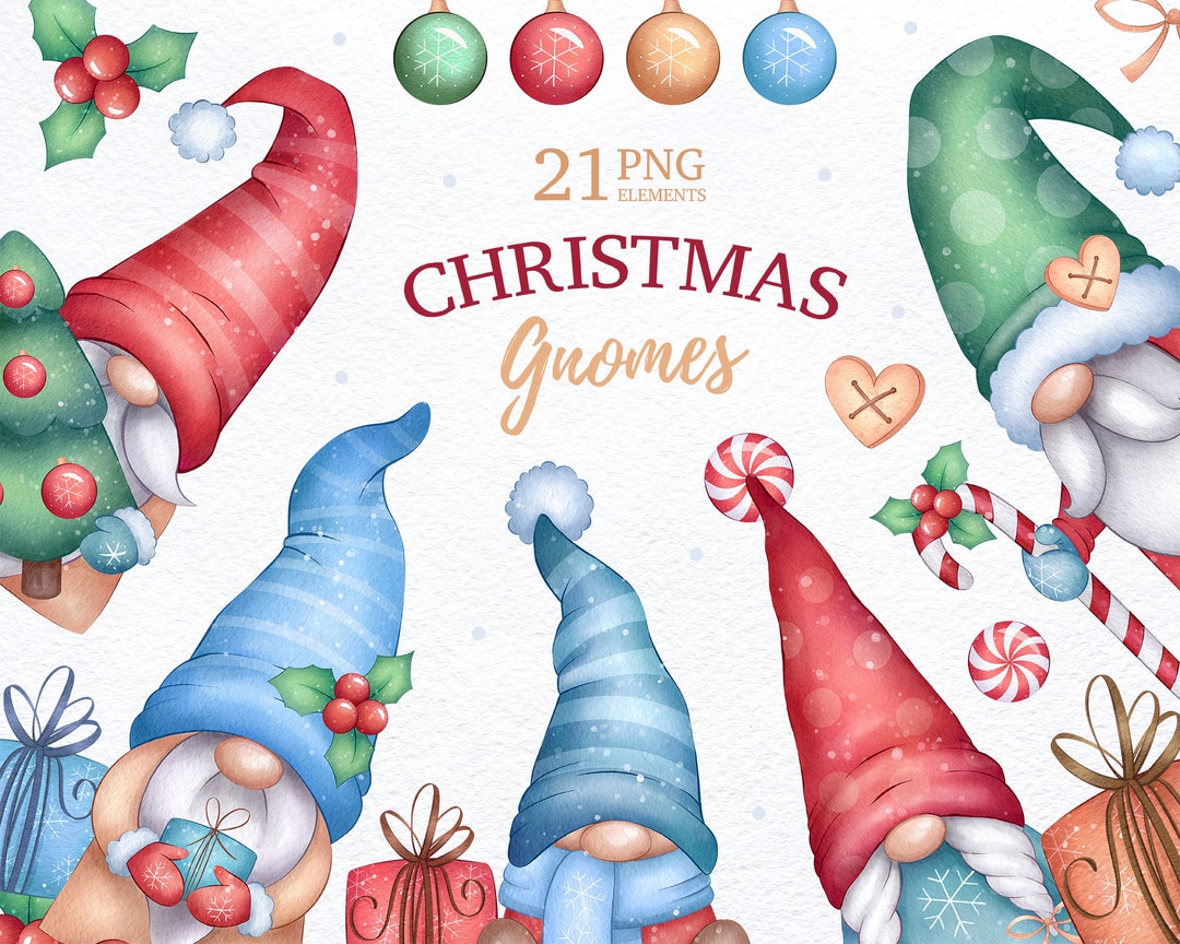 Christmas Gnomes PNG Clipart, Watercolor Cute Nordic Gnomes ...