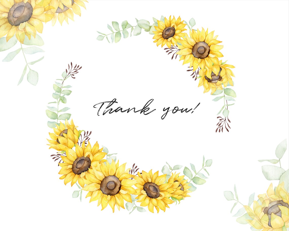 Sunflower Wreath Clipart Watercolor Floral Frames Summer - Etsy