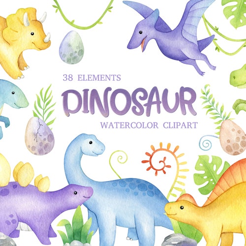 Dragons Watercolor Clipart Cute Dragon PNG Nursery Wall Art - Etsy