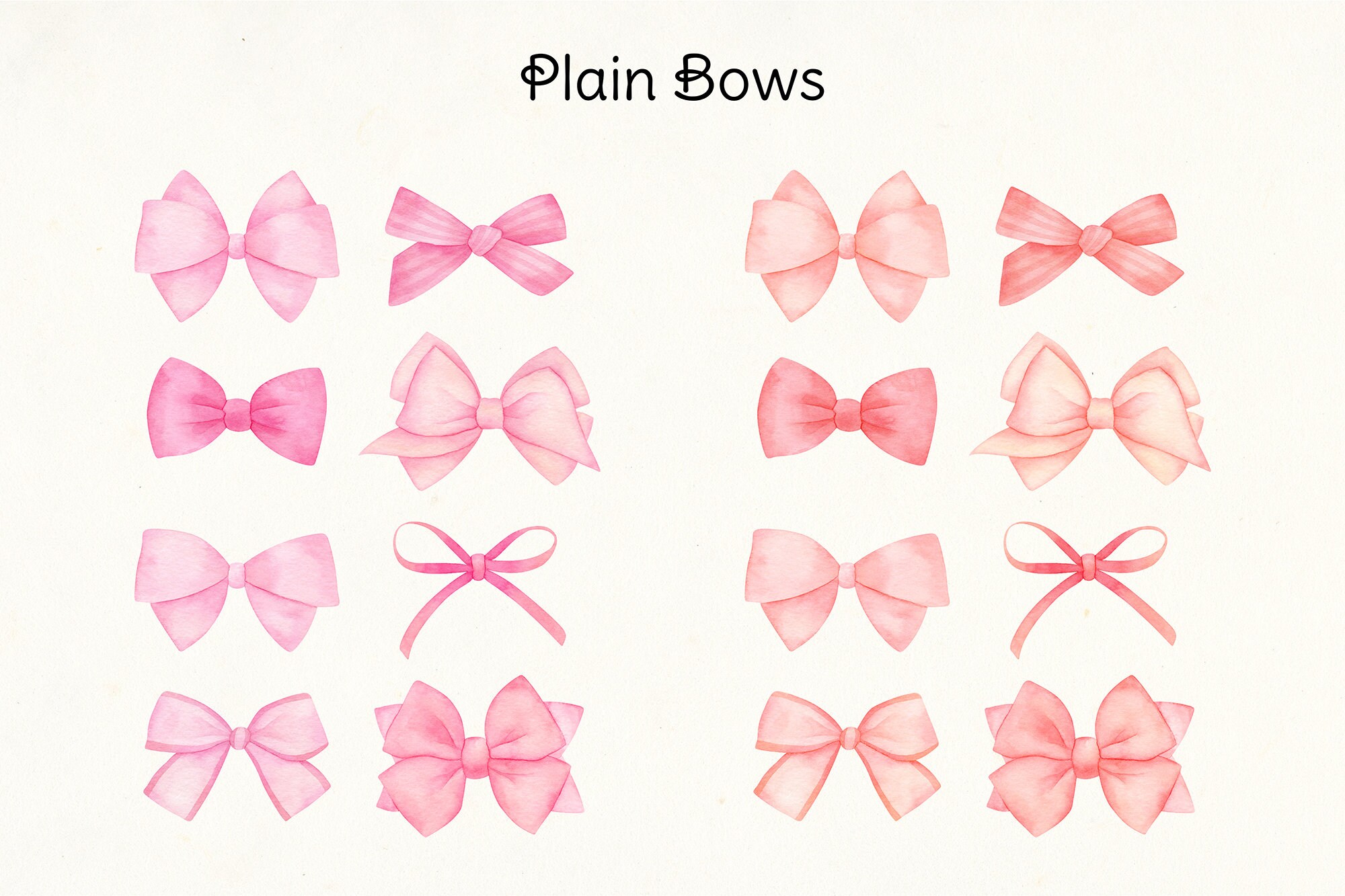 Watercolor Pink Bows Clipart Pastel Bows and Ribbons Baby | Etsy UK