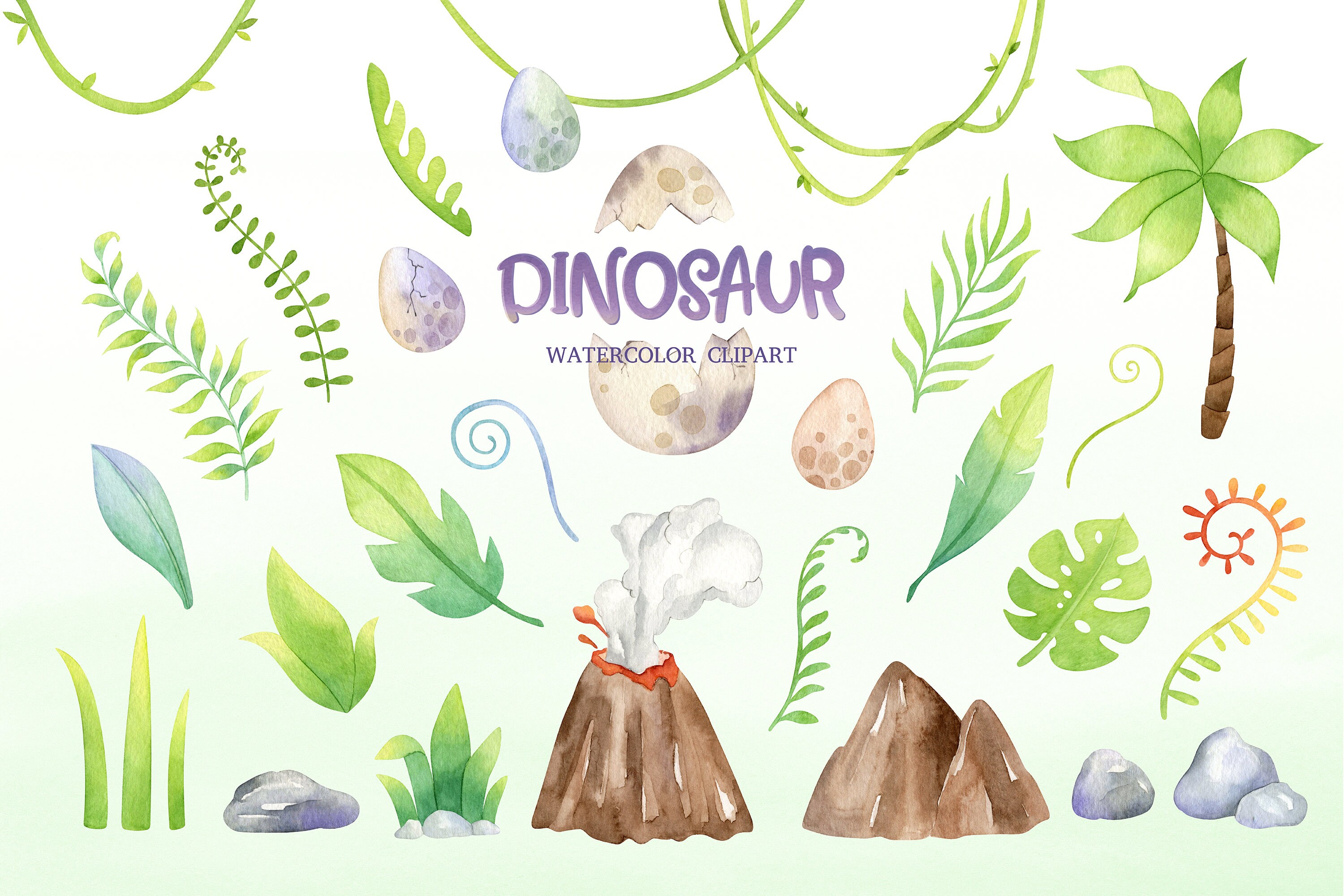 Watercolor Dinosaur Clipart Cute Dino Nursery Wall Art - Etsy UK
