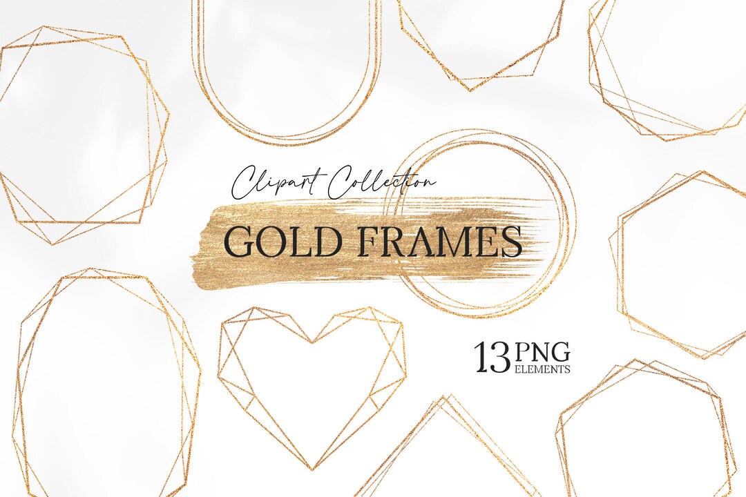 Gold Geometric Frames Clipart Polygonal Frames DIY Wedding - Etsy