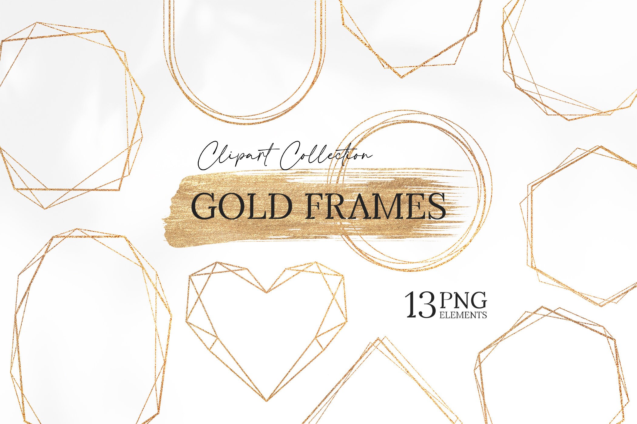 Gold Geometric Frames Clipart Polygonal Frames DIY Wedding - Etsy UK