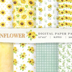 Watercolor Sunflower Clipart BUNDLE, Summer Floral Clipart, Digital ...