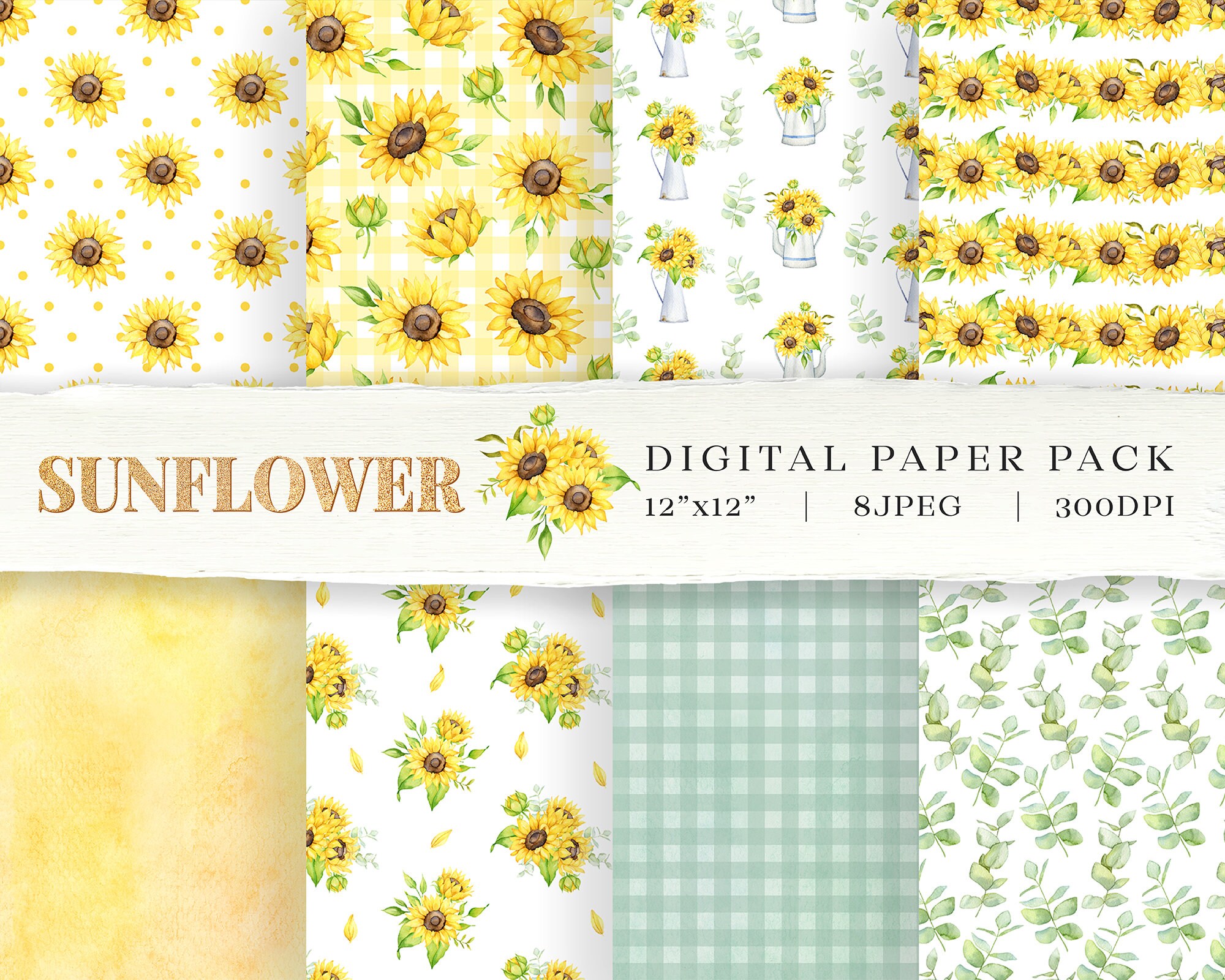 Watercolor Sunflower Clipart BUNDLE Summer Floral Clipart - Etsy