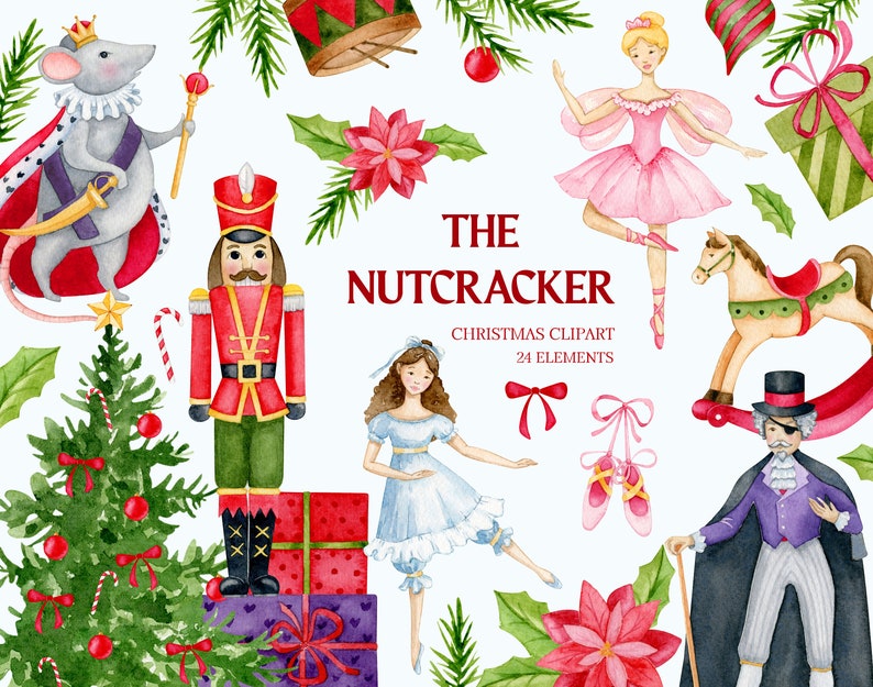 Nutcracker watercolor clipart Christmas Digital download | Etsy
