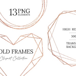 Rose Gold Geometric Frames Clipart, Polygonal Frames, DIY Wedding ...