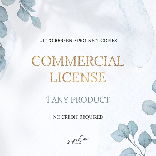 Commercial License NO Credit Required / for Single Product/ - Etsy