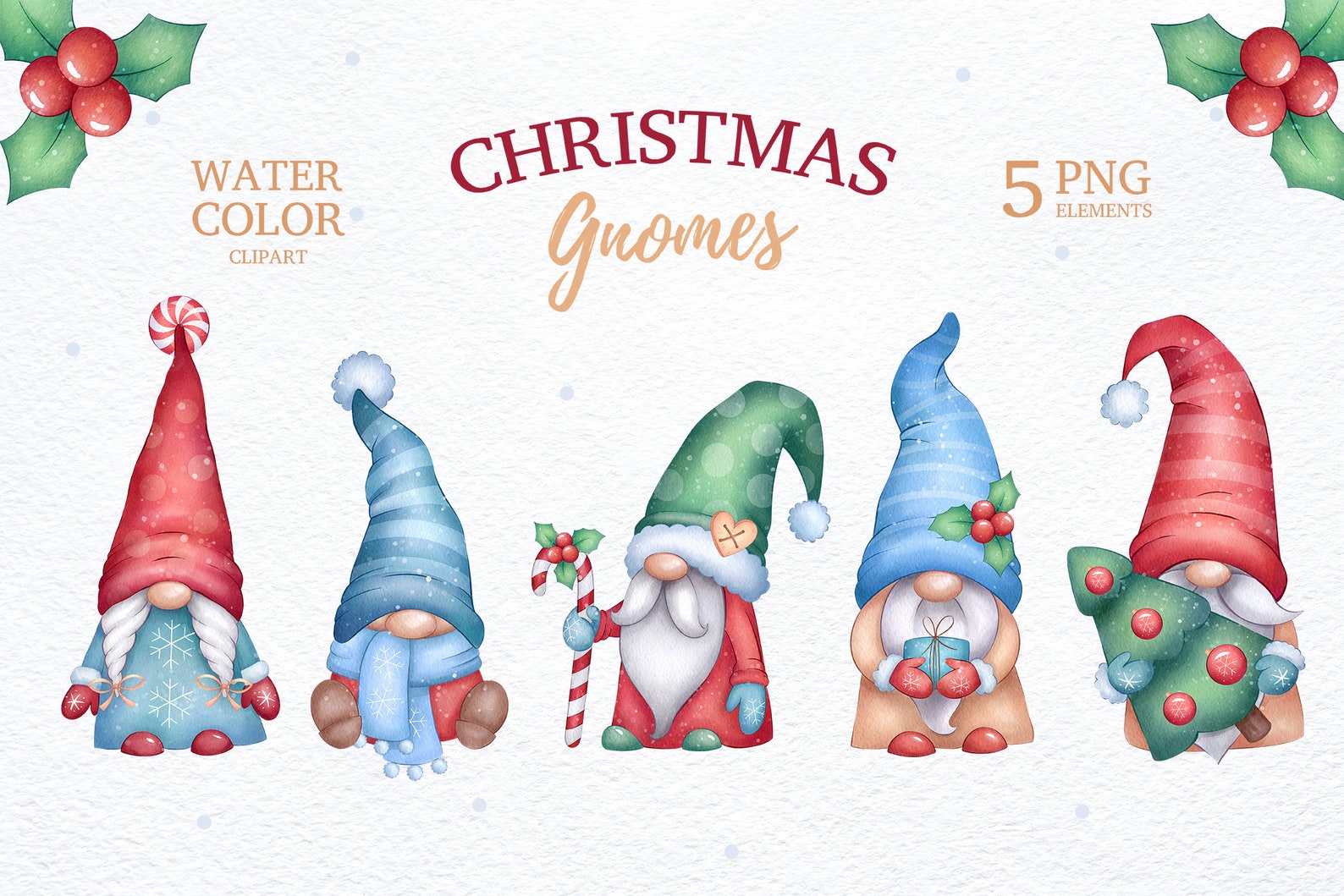 Christmas Gnomes PNG Clipart Watercolor Cute Nordic Gnomes | Etsy UK