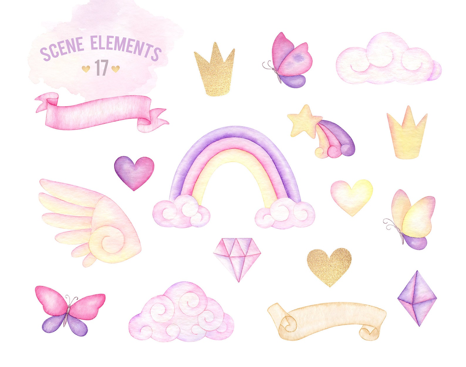 Unicorn Clipart Watercolor Nursery Clipart Pastel Rainbow - Etsy
