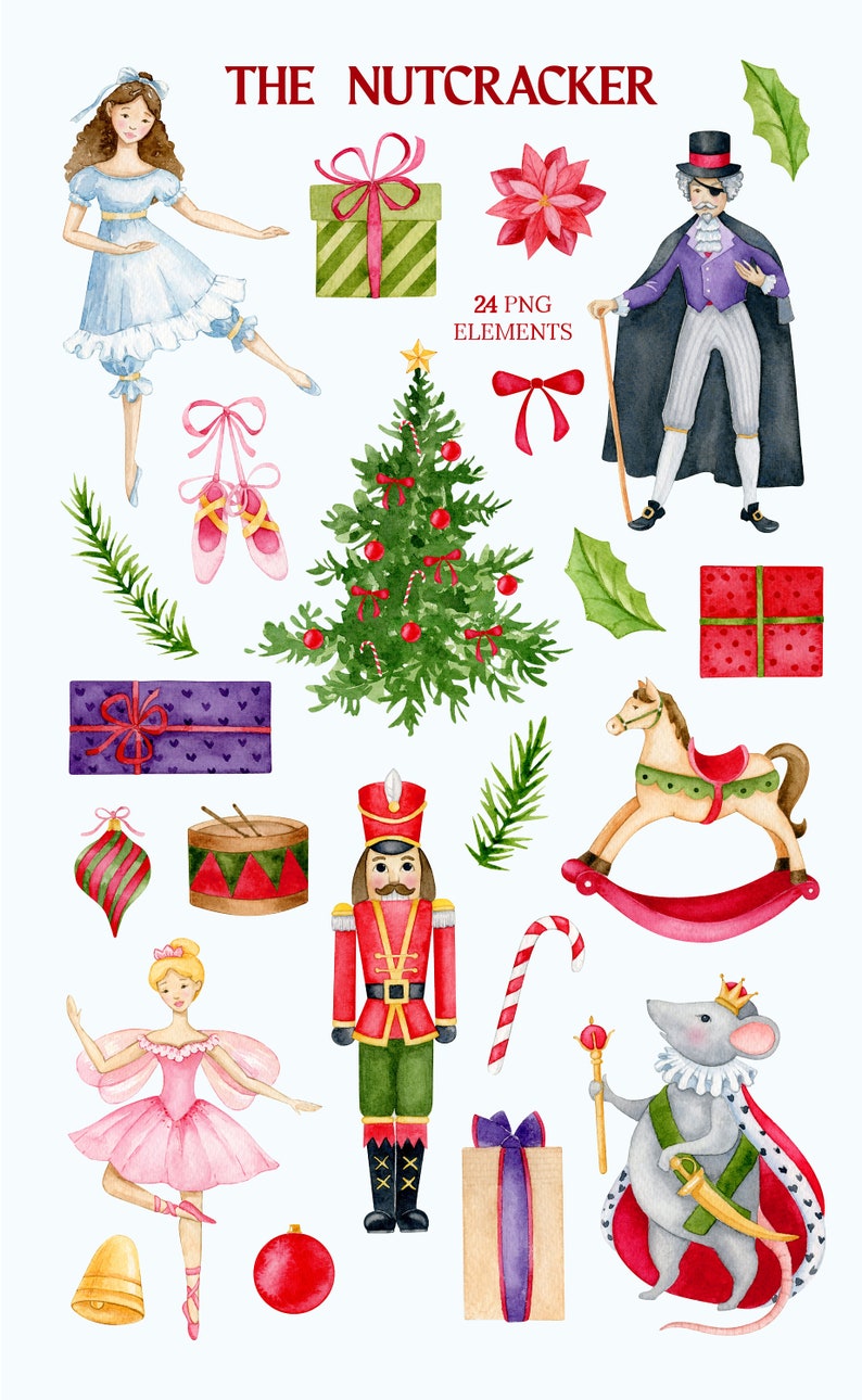Nutcracker Watercolor Clipart Christmas Digital Download - Etsy