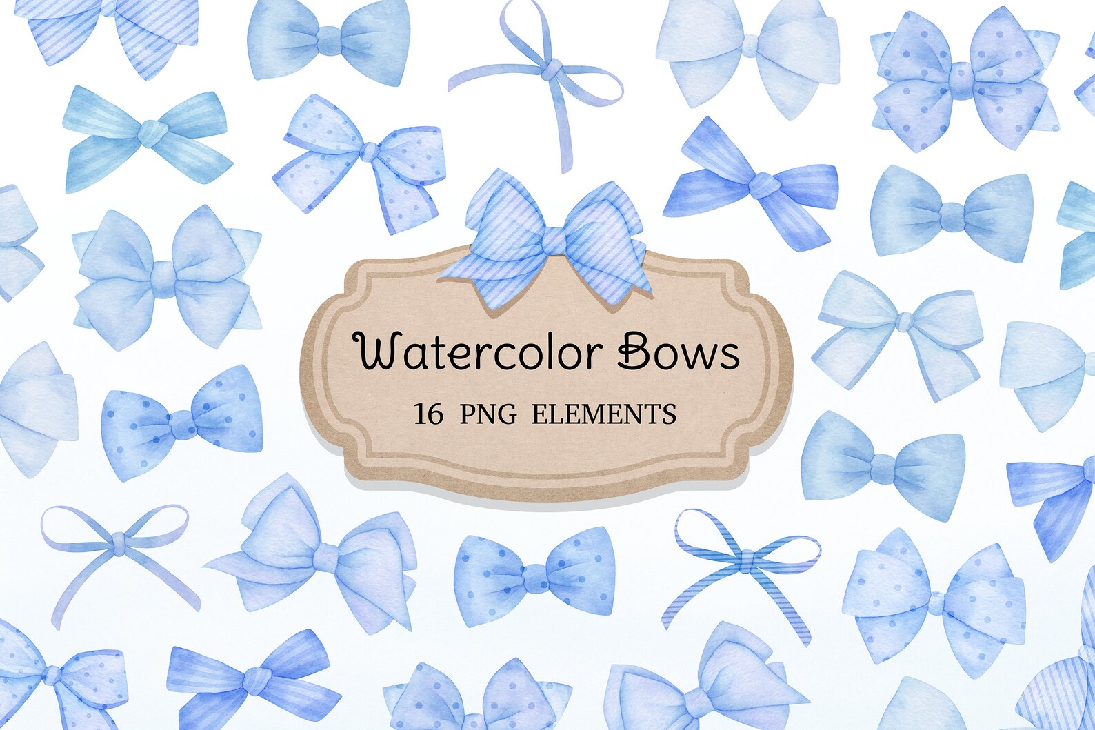 Watercolor Blue Bows Clipart Pastel Bows and Ribbons Baby - Etsy