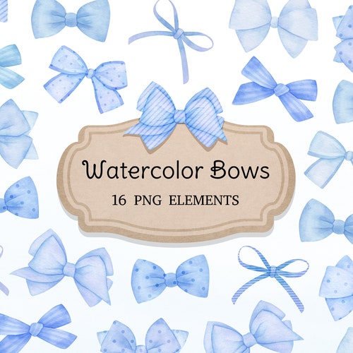 Watercolor Bows and Banners Clipart. Baby Shower. Nursery Art. - Etsy