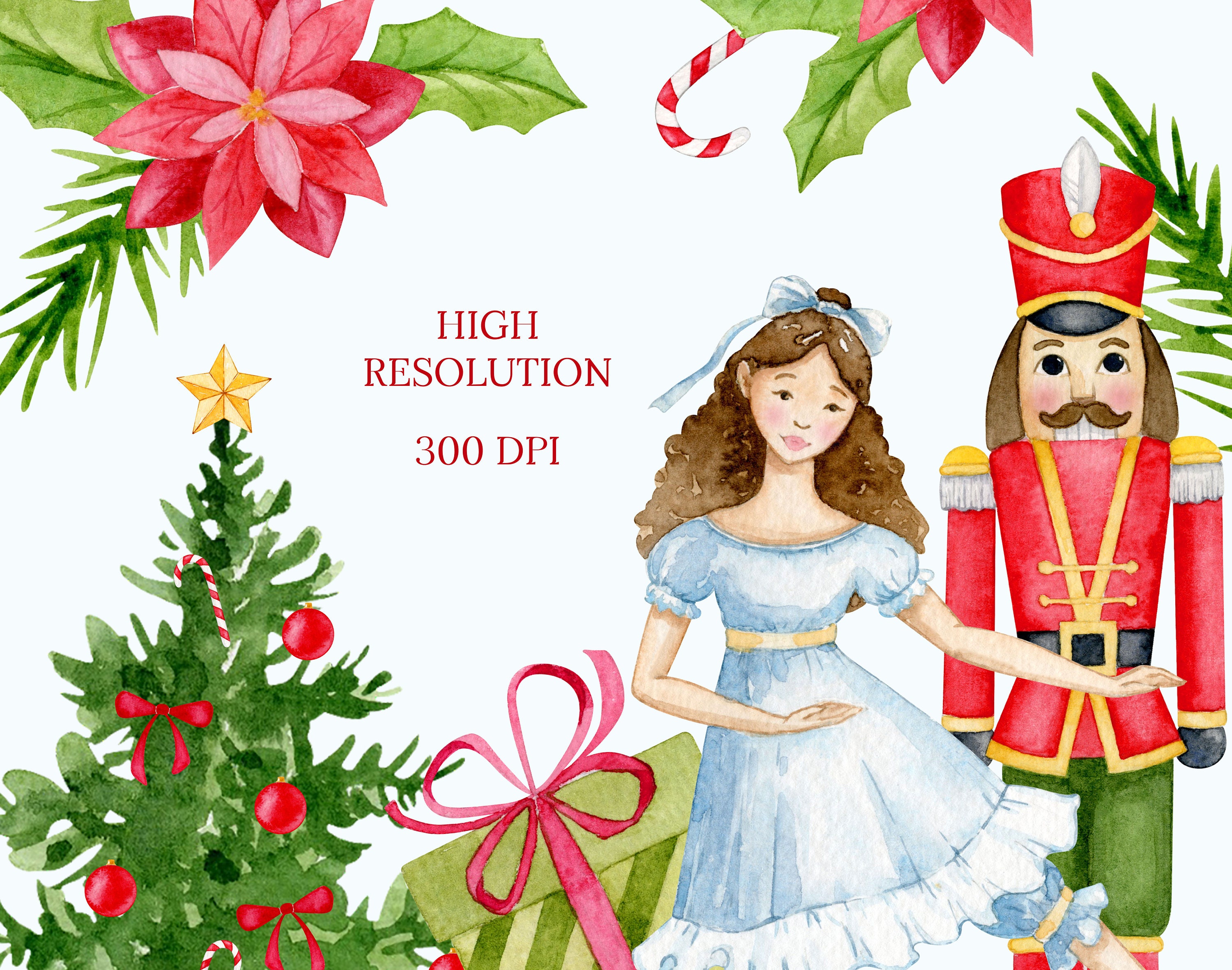 Nutcracker Watercolor Clipart Christmas Digital Download - Etsy