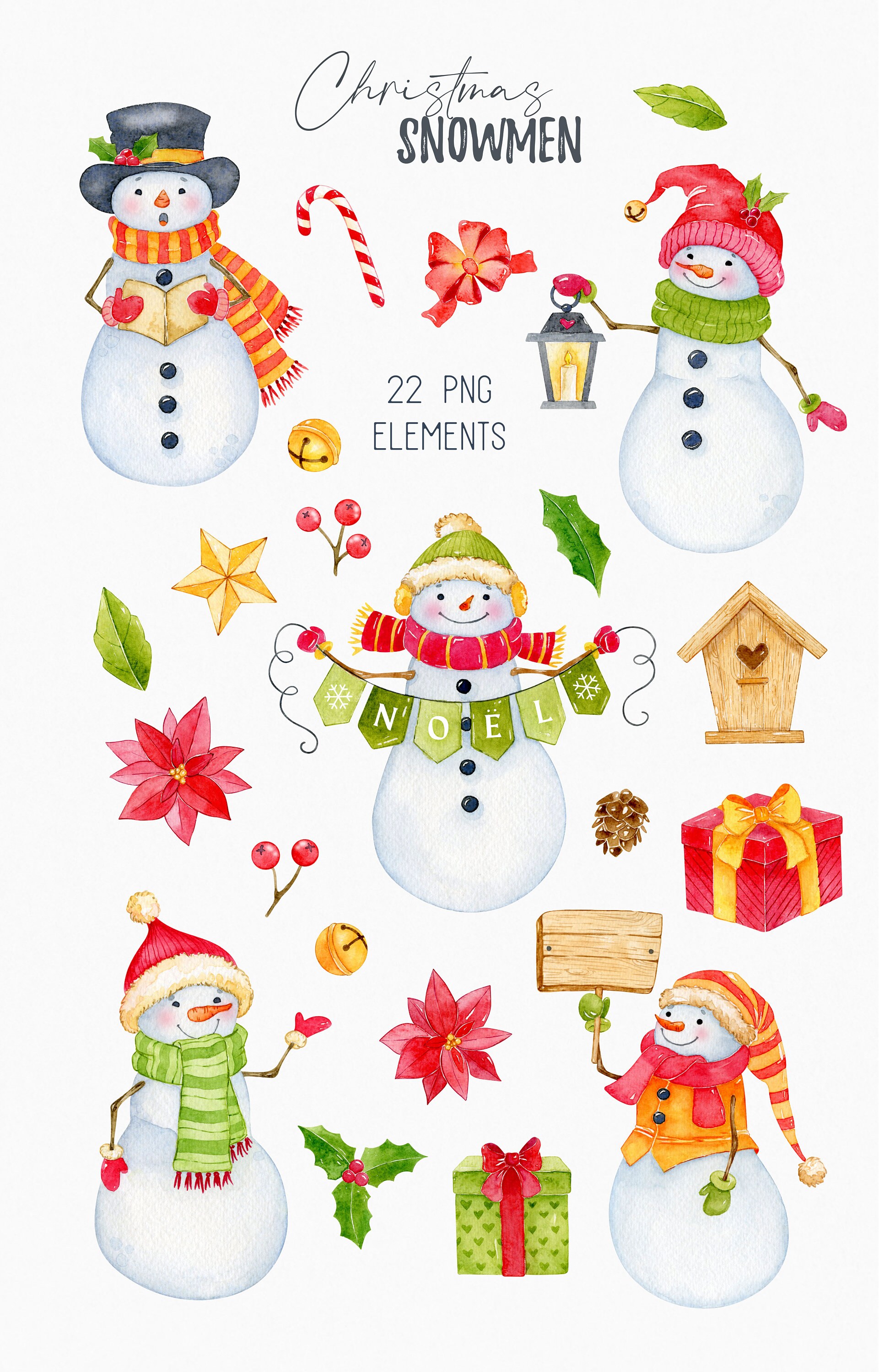 Watercolor Christmas Clipart Snowman Clipart Christmas PNG - Etsy