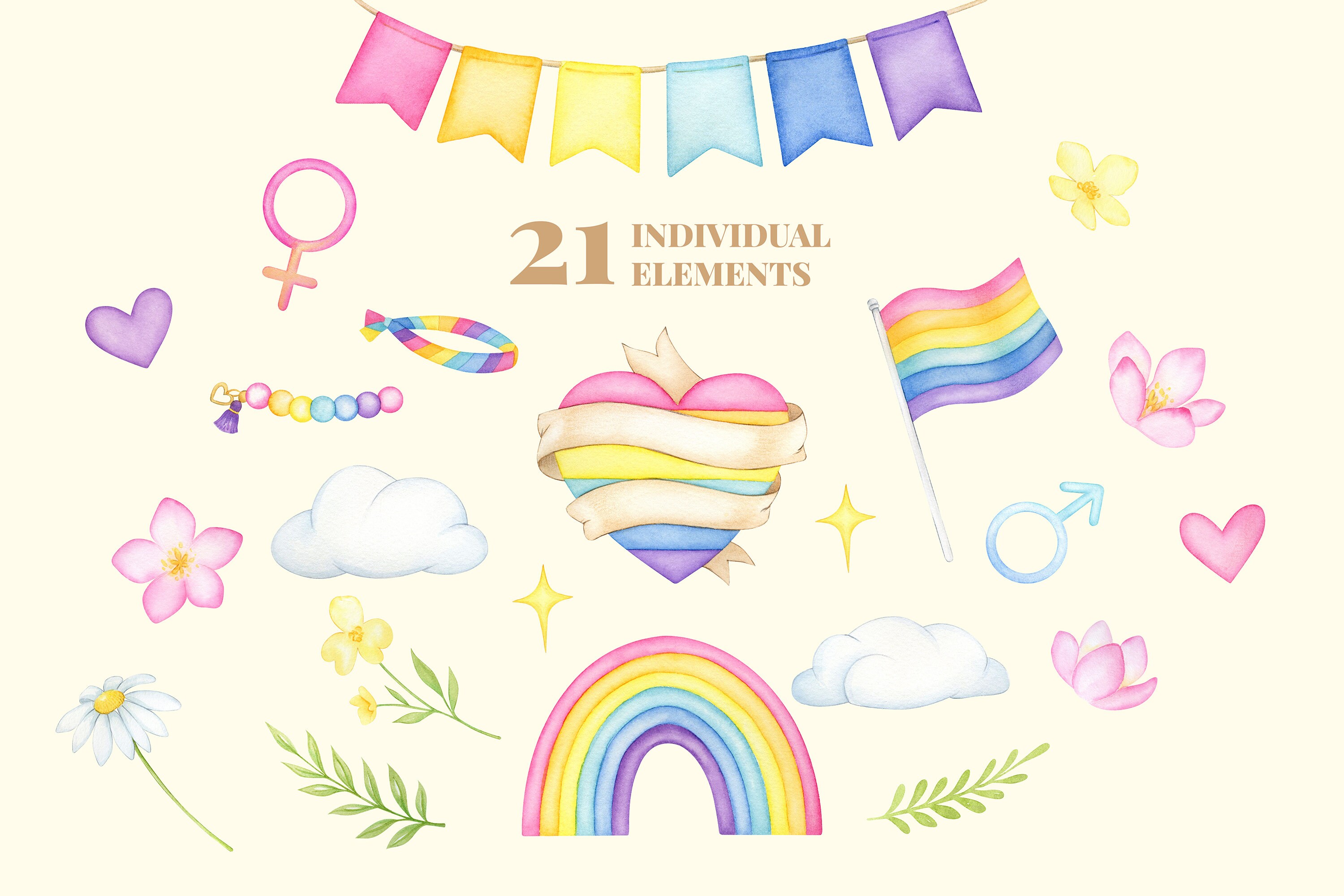 LGBTQ Pride Clipart Watercolor Rainbow Flag Pride Day - Etsy