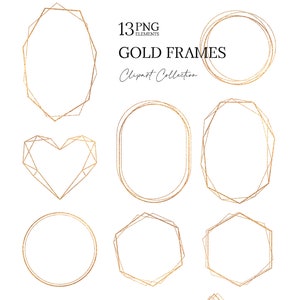 Gold Geometric Frames Clipart polygonal frames DIY wedding | Etsy