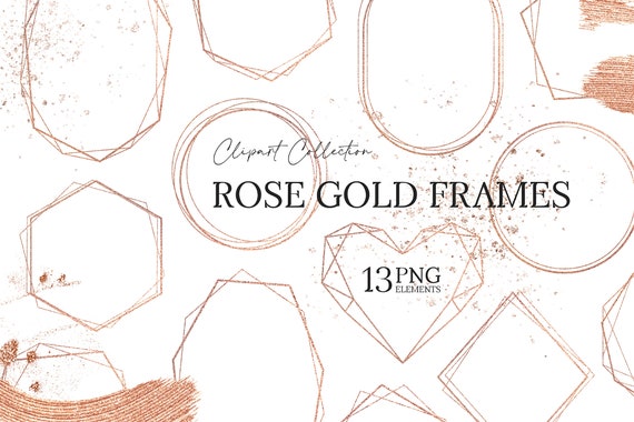 Rose Gold Geometric Frames Clipart Polygonal Frames DIY | Etsy