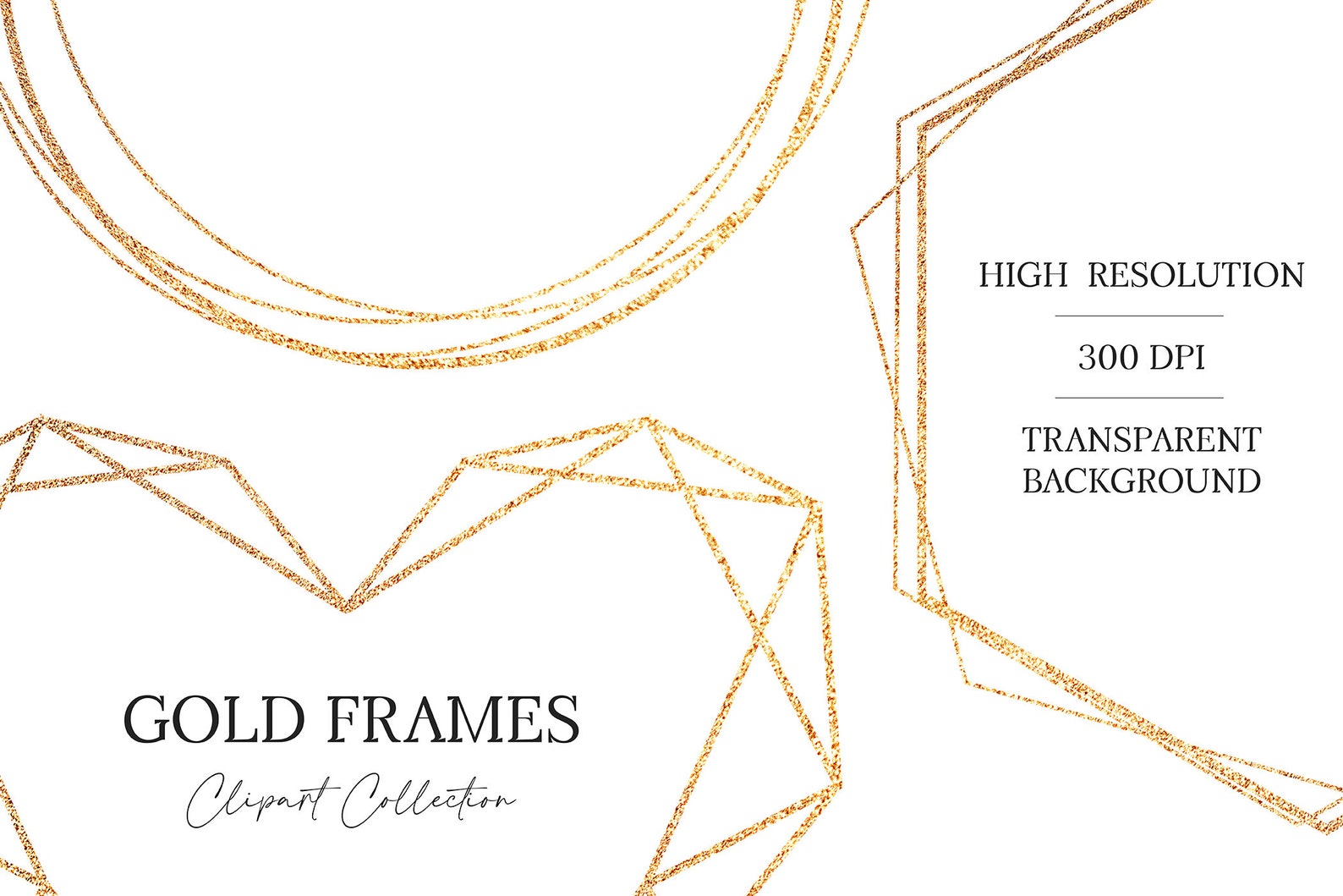 Gold Geometric Frames Clipart Polygonal Frames DIY Wedding - Etsy UK