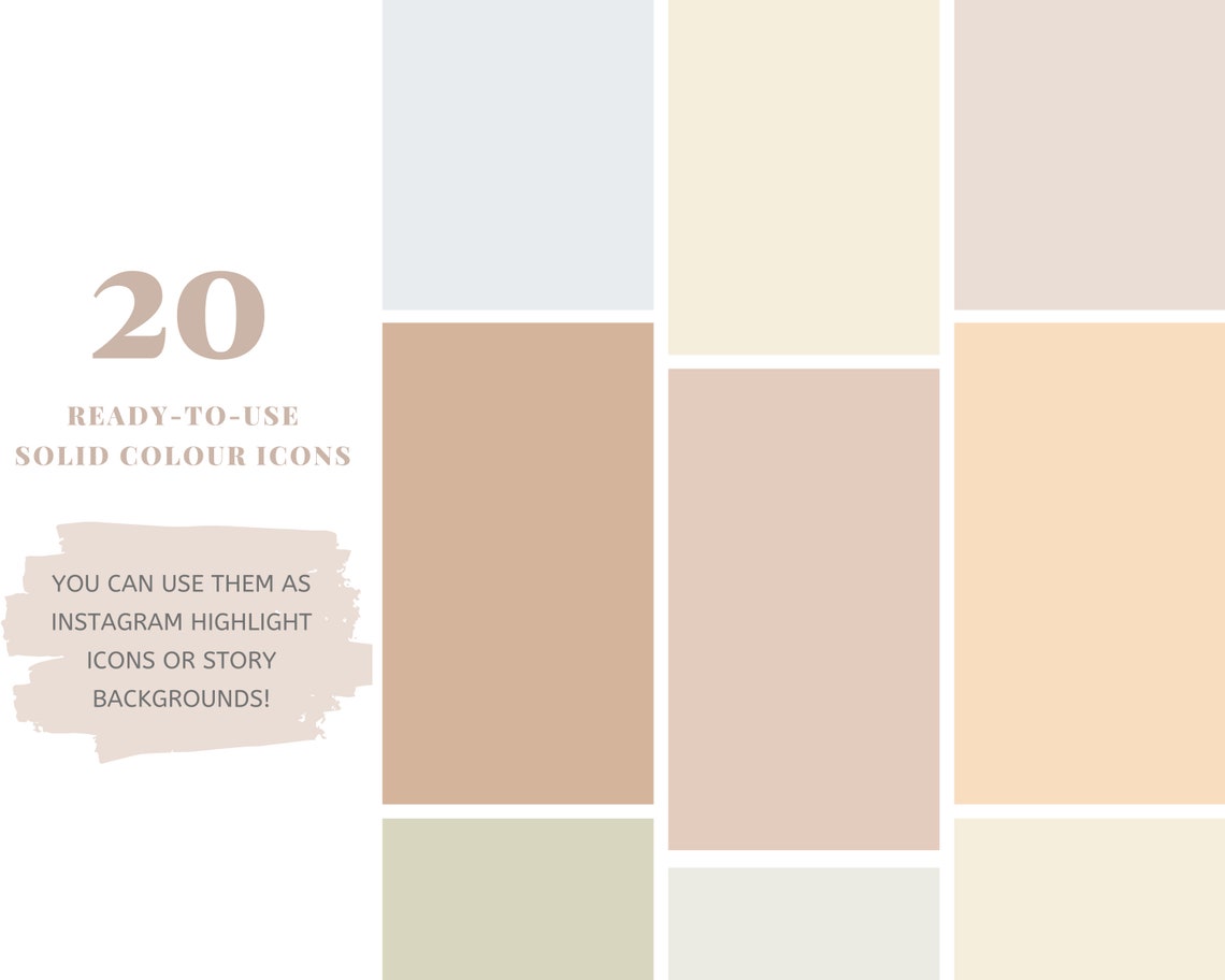 20 Solid Color Instagram Highlight Icons Soft Pastel | Etsy