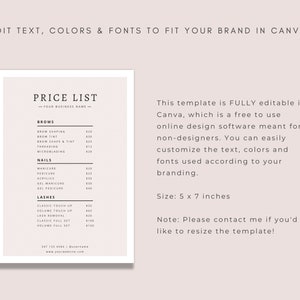 Editable Modern Price List Template Modern Price Sheet - Etsy