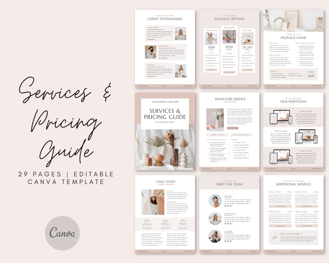 Services and Pricing Guide - Client Welcome Packet, Portfolio Template ...