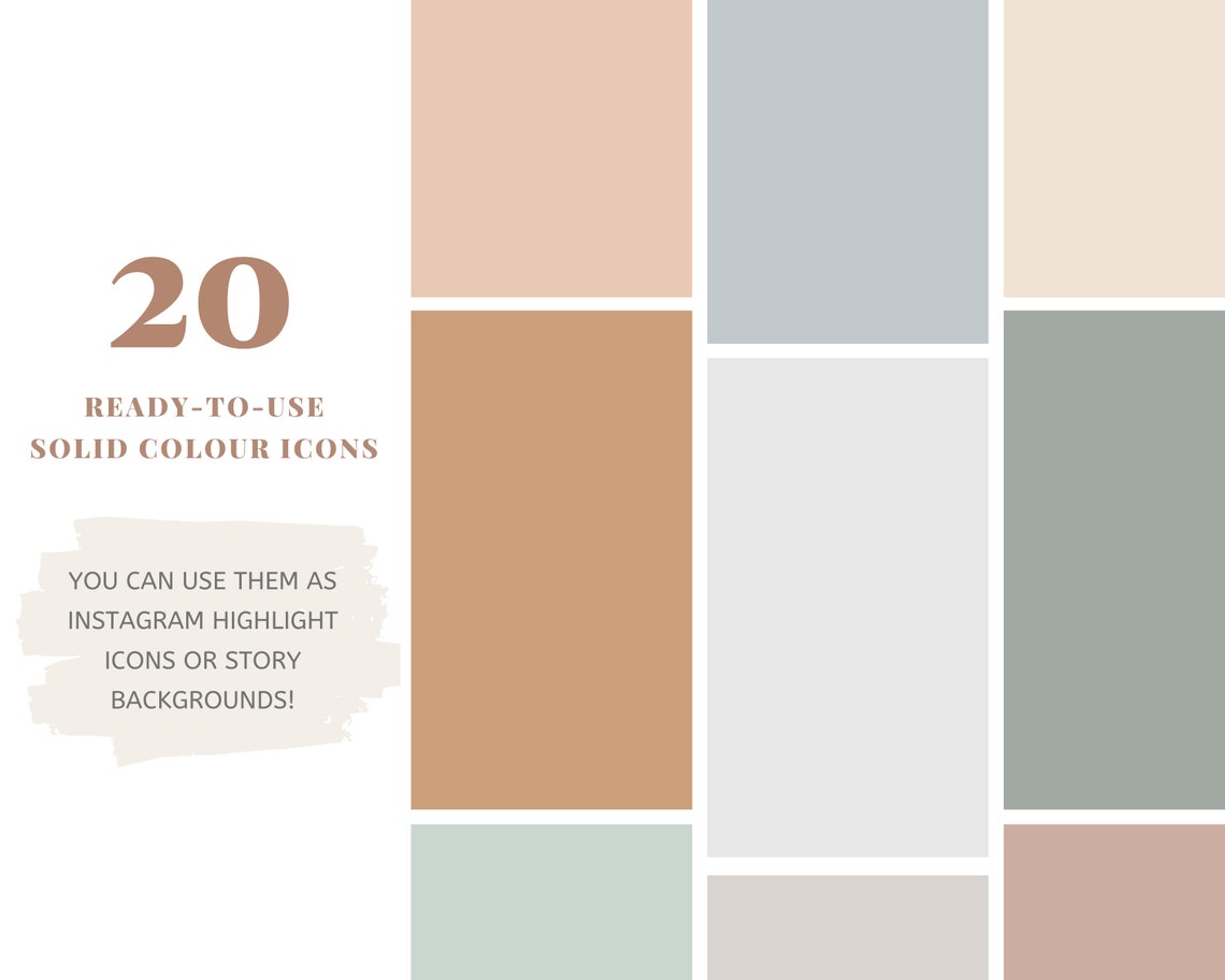20 Solid Color Instagram Highlight Icons Dusty Neutral | Etsy