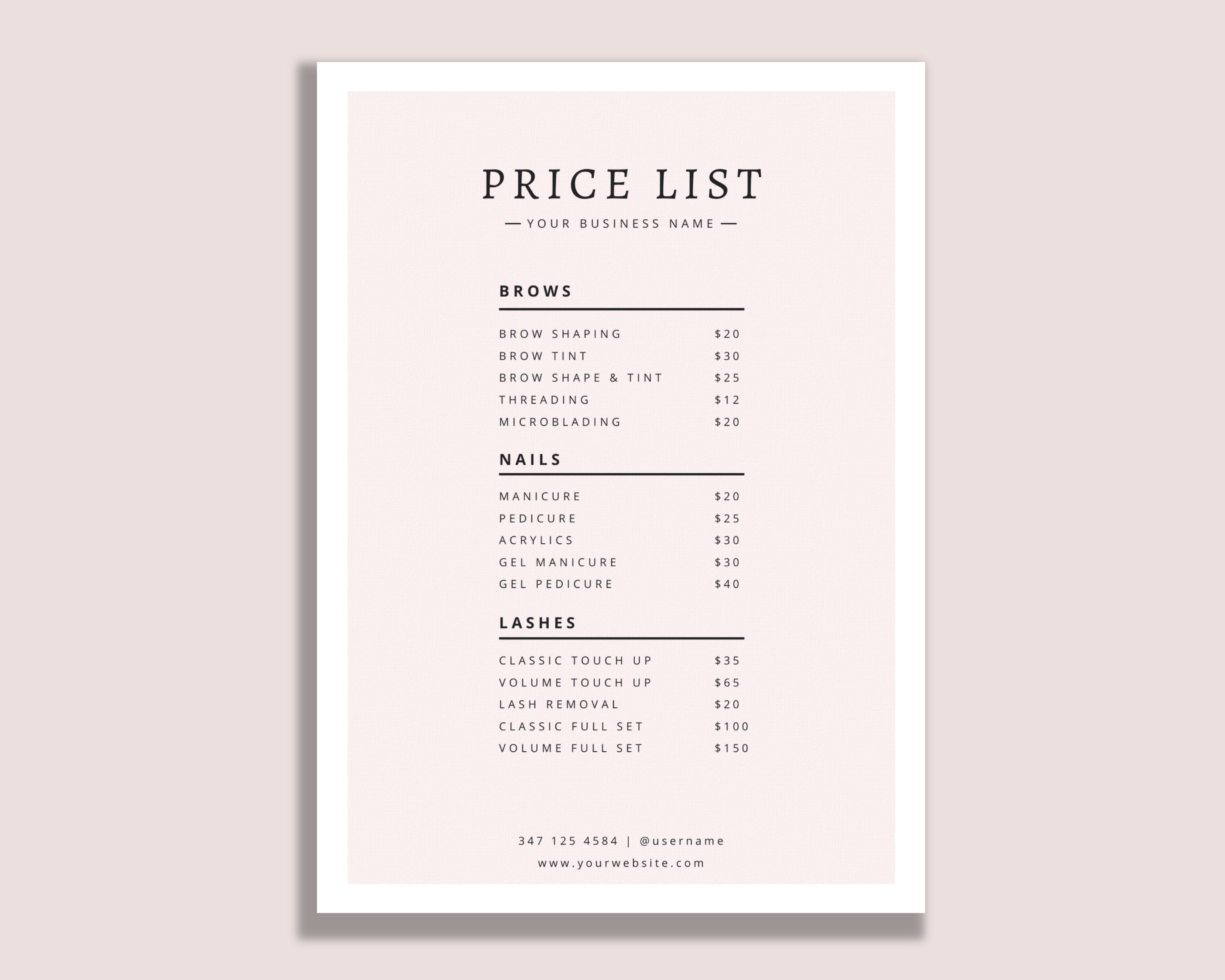 Editable Modern Price List Template Modern Price Sheet | Etsy