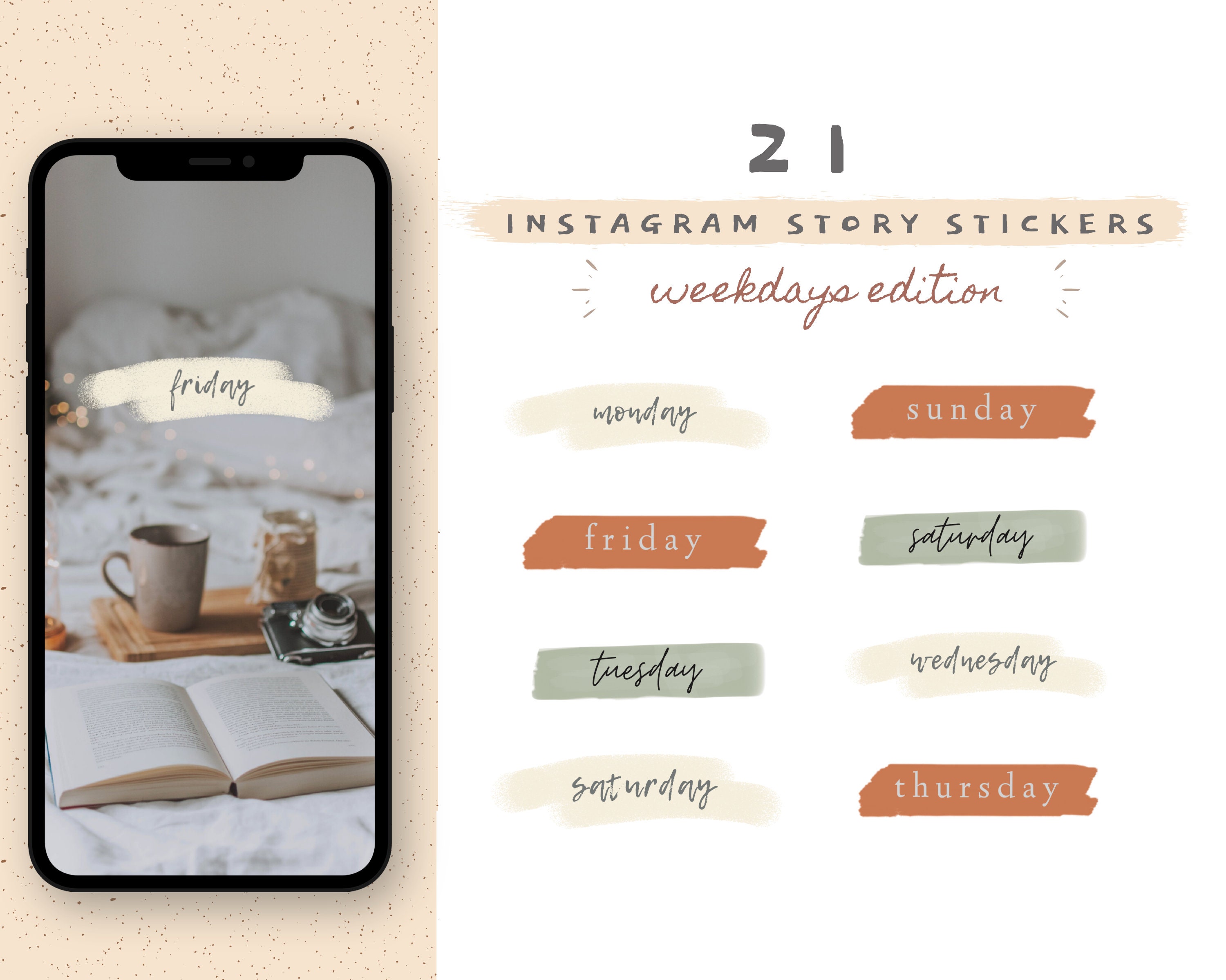 21 Instagram Story Stickers Weekdays Edition Days of the | Etsy