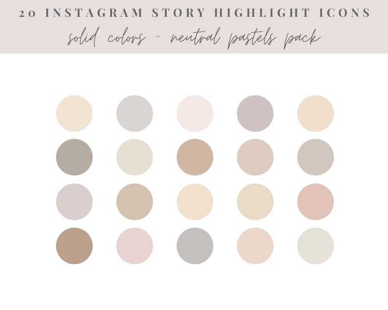 20 Solid Color Instagram Highlight Icons Neutral Pastels - Etsy