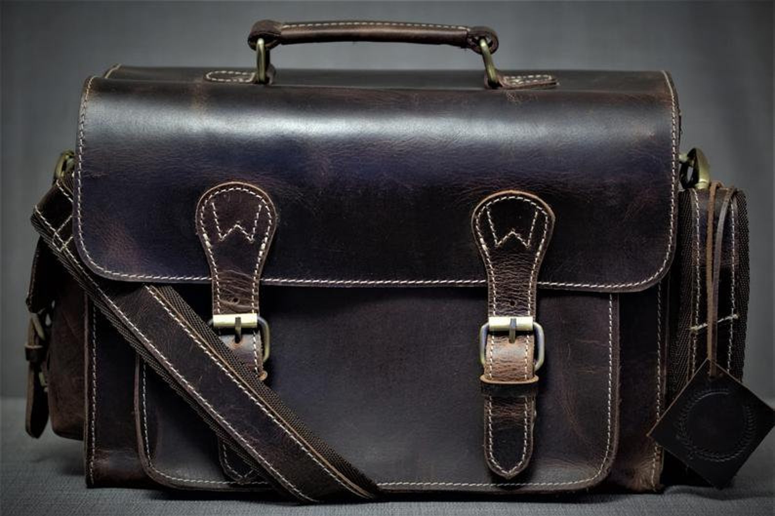 Full Grain Leather Camera Bag DSLR Camera Satchel Professional Camera ...