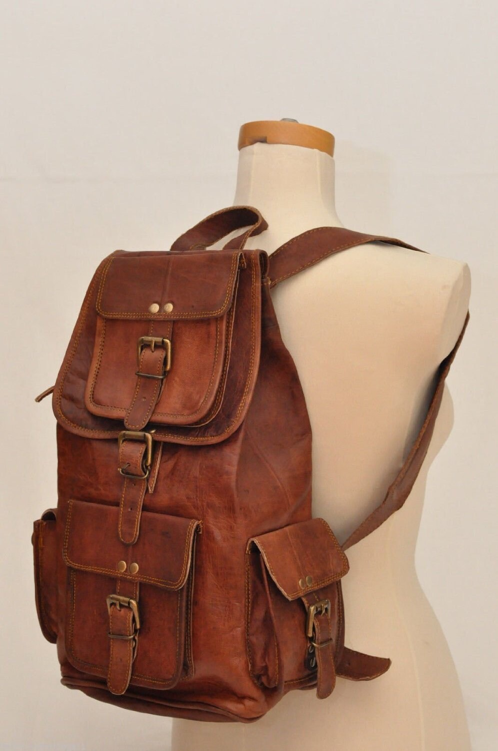 Retro Free Personalized Leather Backpack Rucksack Sports - Etsy