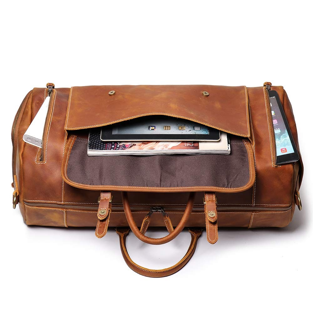 Leather Duffle bag Travel Cabin Overnight Weeekend Gym Sports | Etsy