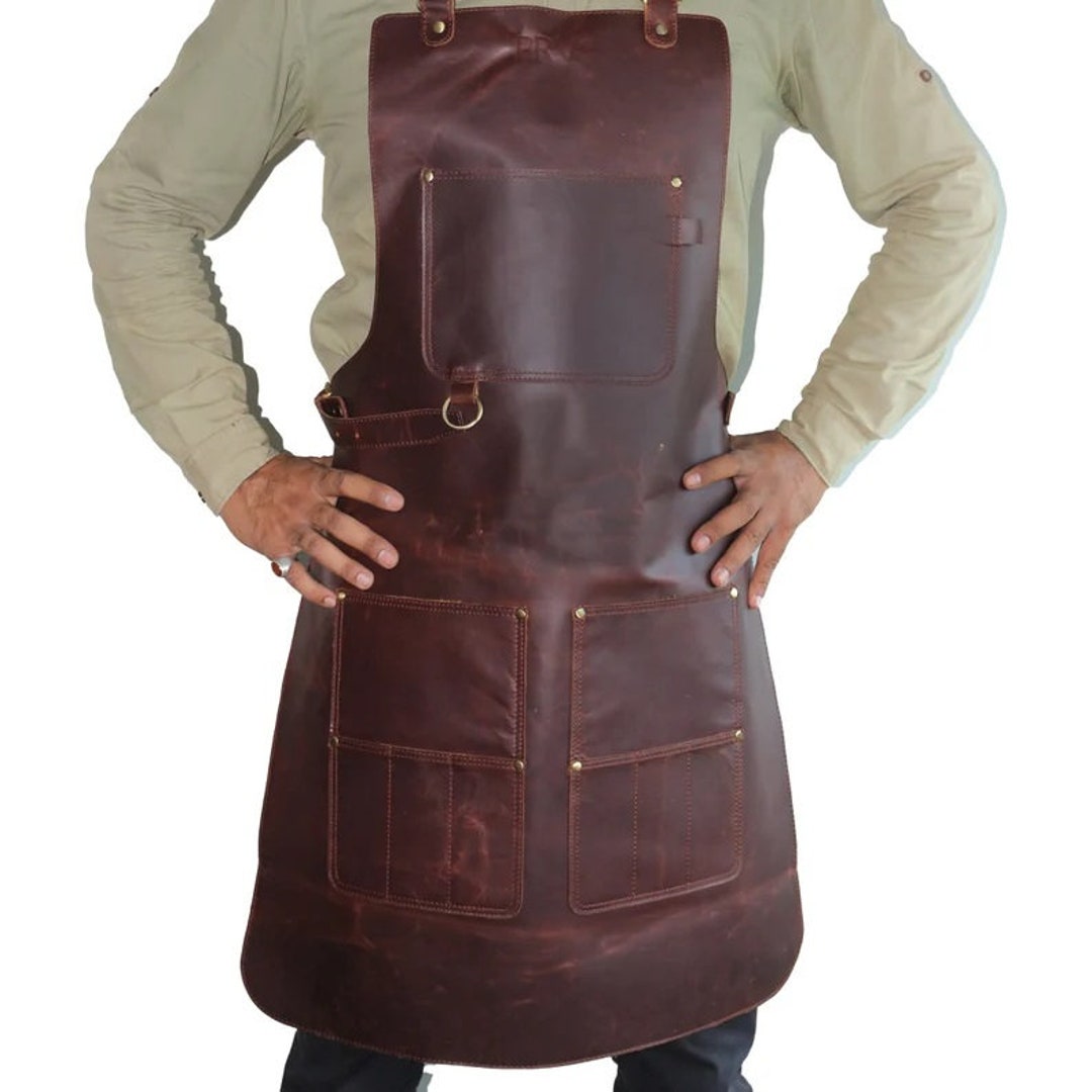 Buffalo Leather Apron Brown Full Grain Leather Butchers Apron BBQ ...