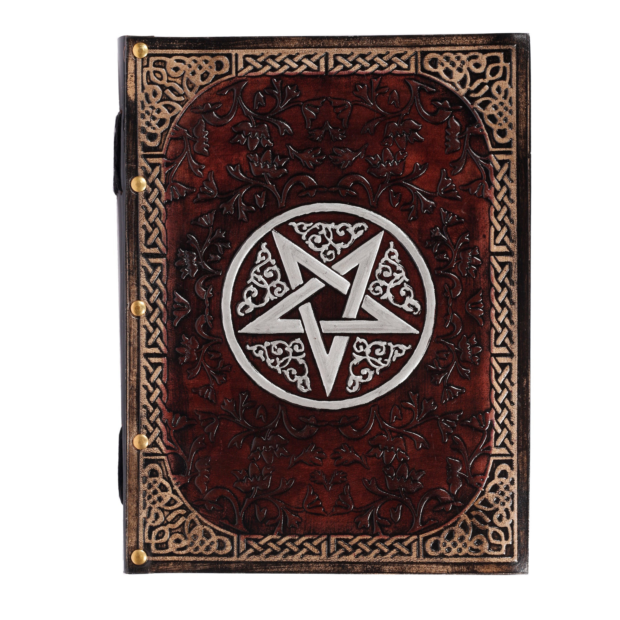 9 Golden Pentacle Pentagram Book of Shadow Leather - Etsy