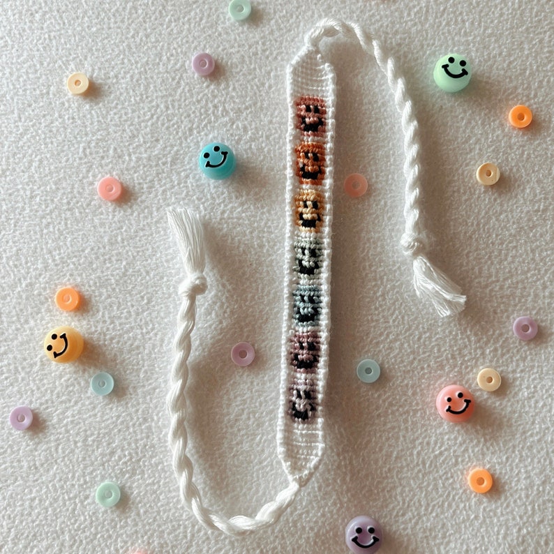 Smiley Face Alpha Friendship Bracelet VSCO Summer Preppy - Etsy