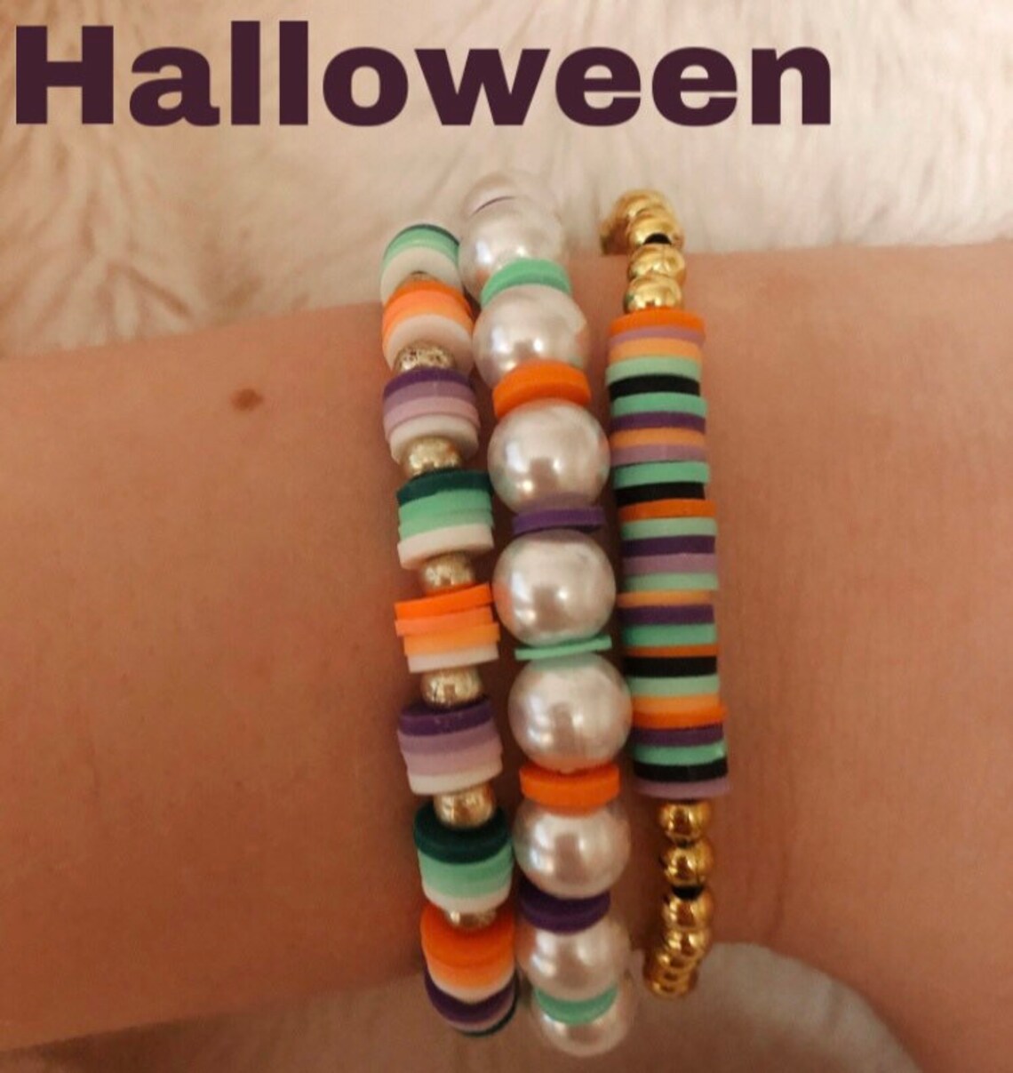 Halloween/fall Clay Bead/flat Bead Bracelet Pack - Etsy