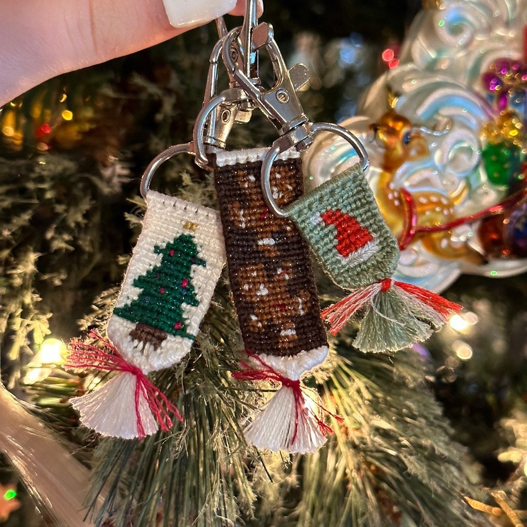 Christmas Glittery Keychains Tree Gingerbread Santa Hat - Etsy