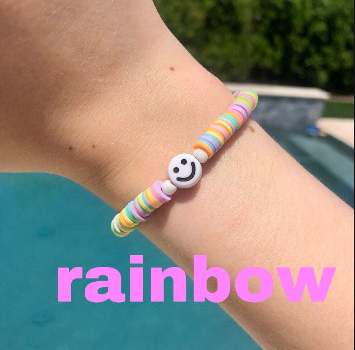 Clay Bead/flat Bead Smiley Face Bracelet - Etsy