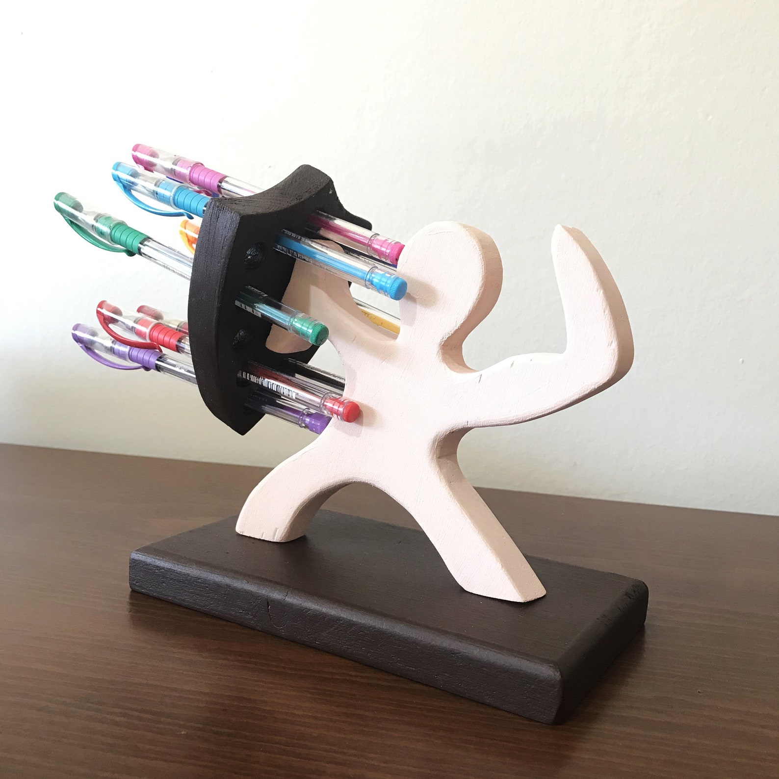 Wooden Pen Holder, You Choose the Colors, Warrior Pencil Holder, Gift ...