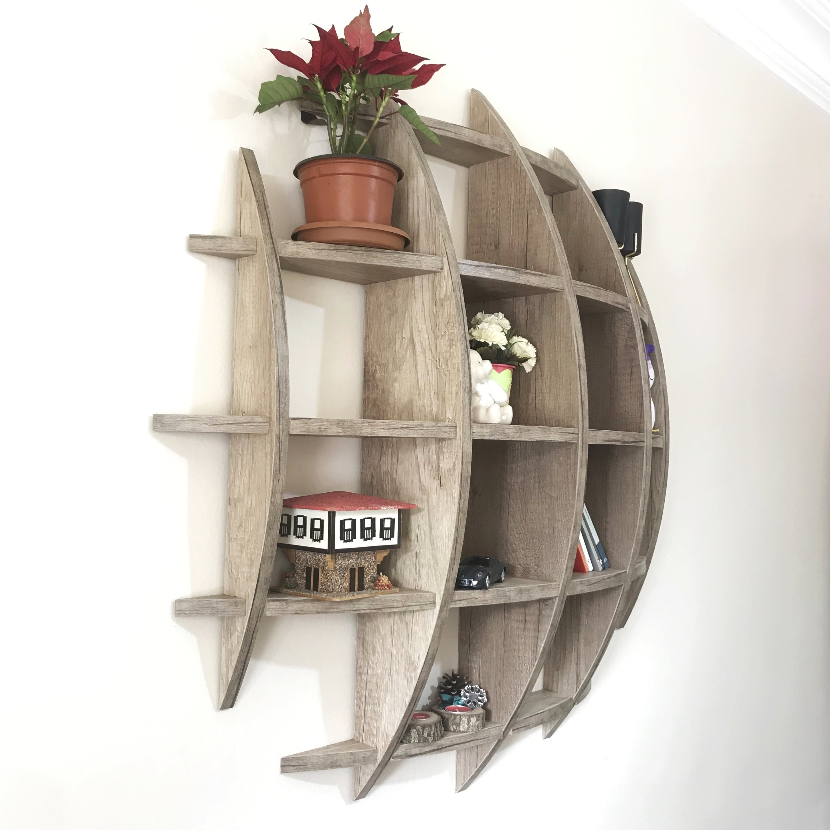 Wooden Wall Shelf, Hemispherical Shelf, Unique Home Decor Furniture ...