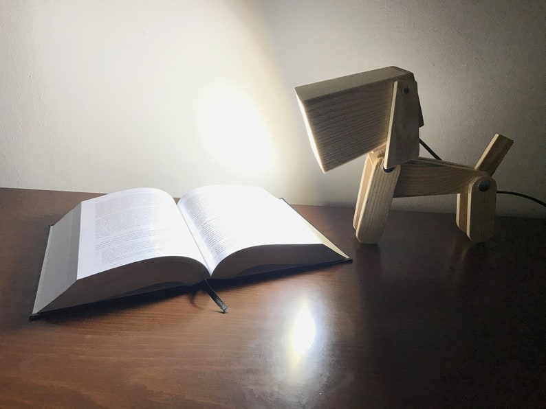 Personalized Wood Desk Lamp, Adjustable Positions Table Lamp, Dog ...