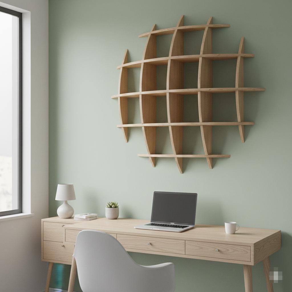 Wooden Sphere Shelf | Half Globe Wall Shelving | Oval Floating ...