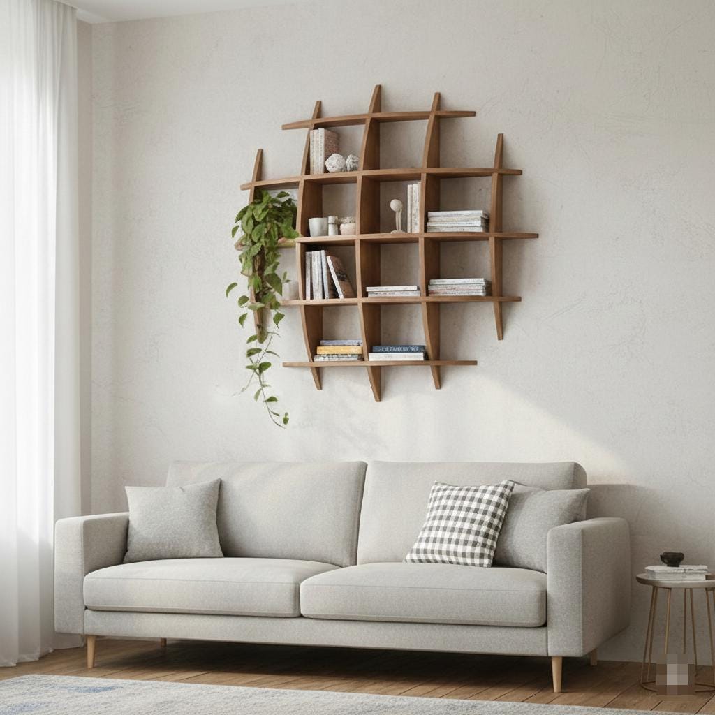 Wooden Sphere Shelf | Half Globe Wall Shelving | Oval Floating ...