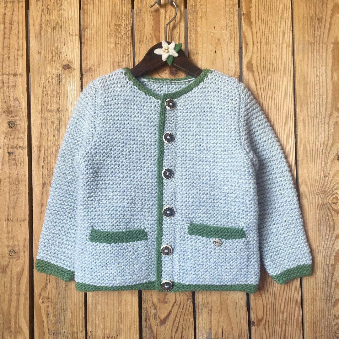 Austrian Kids Trachten Jacket, Folklore Tirolian Hand Knit Wool ...