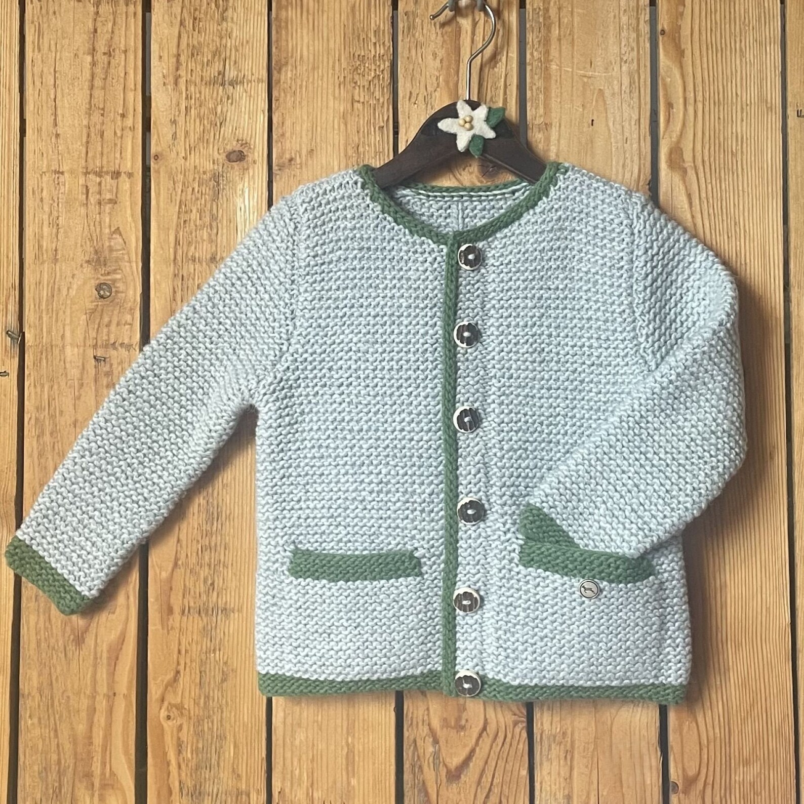 Austrian Kids Trachten Jacket, Folklore Tirolian Hand Knit Wool ...